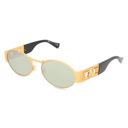 Versace VE2264 | Unisex-Sonnenbrille | Fassung: Vollrand, Oval, Edelstahl, Gold | Glasfarbe: Gr&uuml;n Spiegel Silber