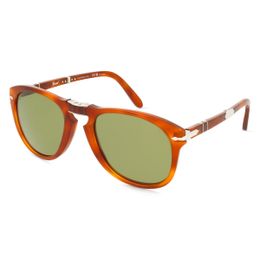 Persol PO0714SM Steve McQueen | Herren-Sonnenbrille | Fassung: Vollrand, Pilot, Acetat, Orange Dunkel | Glasfarbe: Grün