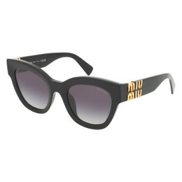 Miu Miu MU01YS | Damen-Sonnenbrille | Fassung: Vollrand, Quadratisch, Acetat, Schwarz | Glasfarbe: Grau Verlaufend