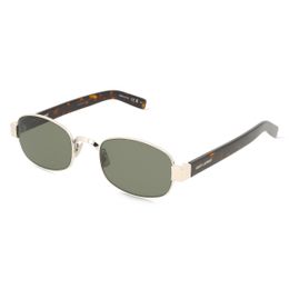 SAINT LAURENT SL 706 | Unisex-Sonnenbrille | Fassung: Vollrand, Oval, Metall, Silber Havanna | Glasfarbe: Grau