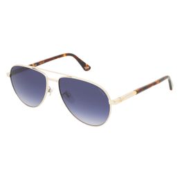 Police SPLR77 | Herren-Sonnenbrille | Fassung: Vollrand, Pilot, Edelstahl, Silber Glänzend | Glasfarbe: Blau Verlaufend
