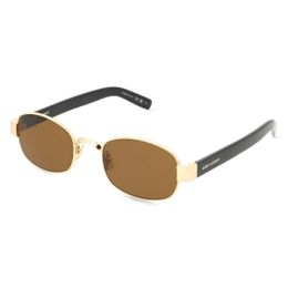 SAINT LAURENT SL 706 | Unisex-Sonnenbrille | Fassung: Vollrand, Oval, Metall, Gold Schwarz | Glasfarbe: Braun