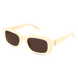 SAINT LAURENT SL M130 | Damen-Sonnenbrille | Fassung: Vollrand, Quadratisch, Acetat, Weiß | Glasfarbe: Grau