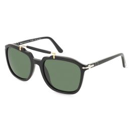 Persol PO0203S | Unisex-Sonnenbrille | Fassung: Vollrand, Quadratisch, Acetat, Schwarz | Glasfarbe: Gr&uuml;n