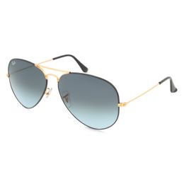 Ray-Ban RB3025 | Unisex-Sonnenbrille | Fassung: Vollrand, Pilot, Metall, Schwarz Gold | Glasfarbe: Blau Verlaufend Mehrfarbig