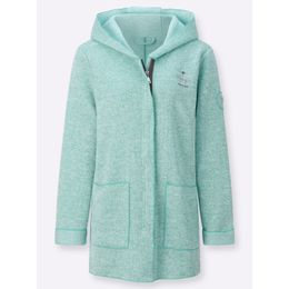 WITT Damen Strickfleece-Jacke mit fixiertem &Auml;rmelaufschlag, salbei-meliert, Gr&ouml;&szlig;e 40