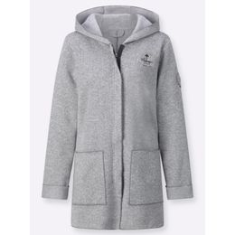 WITT Damen Strickfleece-Jacke mit fixiertem &Auml;rmelaufschlag, steingrau-meliert, Gr&ouml;&szlig;e 42