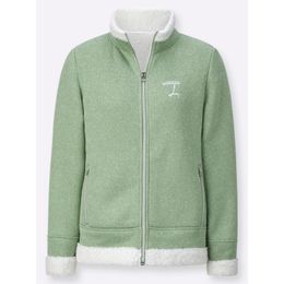 WITT Damen Fleecejacke mit Stehkragen, eucalyptus-meliert, Gr&ouml;&szlig;e 38