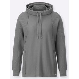 WITT Damen Pullover mit Waffel-Struktur, steingrau-meliert, Gr&ouml;&szlig;e 40