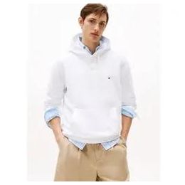Tommy Hilfiger f&uuml;r Herren. MW0MW37230 Essential Fleece Hoody wei&szlig; (S), L&auml;ssig, Polyester, Kurzarm