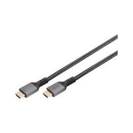 Digitus HDMI Ultra High Speed Anschlusskabel, mit Ethernet, UHD 8K schwarz/grau, 1 Meter, gesleevt