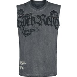Rock Rebel by EMP Graues Tank-Top mit Waschung und Print Tank-Top grau in M M416839