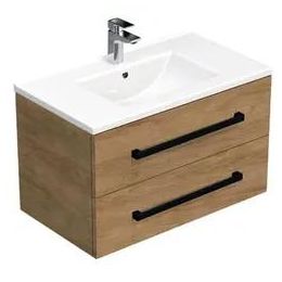 SAT Cube Way Badezimmerschrank mit Waschbecken 80x47,5x46 cm Hickory-Eiche matt CUBE46C802DHMOD