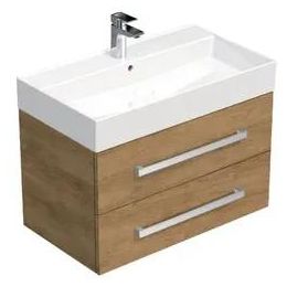 SAT Cube Way Badezimmerschrank mit Waschbecken 80x47,5x46 cm Hickory-Eiche CUBE46802DHSAT