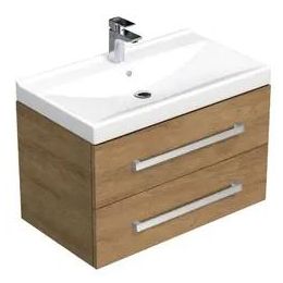 SAT Cube Way Badezimmerschrank mit Waschbecken 80x47,5x46 cm Hickory-Eiche CUBE46802DHVER
