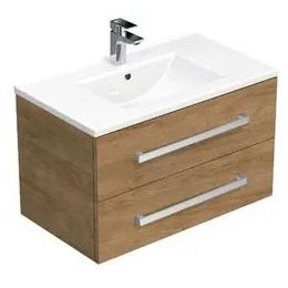 SAT Cube Way Badezimmerschrank mit Waschbecken 80x47,5x46 cm Hickory-Eiche CUBE46802DHMOD