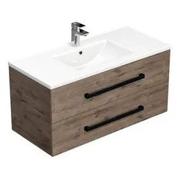 SAT Cube Way Badezimmerschrank mit Waschbecken 100x47,5x46 cm Wellington Eiche matt CUBE46C1002DWMOD