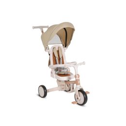 Byox Dreirad, Tricycle Compacto 4 in 1 Schiebegriff klappbar Gurt umbaubar EVA beige