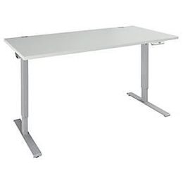 Schäfer Shop Schäfer Shop Genius Schreibtisch AERO FLEX, elektrisch höhenverstellbar, Rechteck, T-Fuß, B 1200 mm, lichtgrau/weißalu