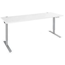 Schäfer Shop Schäfer Shop Genius Schreibtisch AERO FLEX, elektrisch höhenverstellbar, Rechteck, T-Fuß, B 2000 x T 800 x H 620-1280 mm, weiß/weißalu