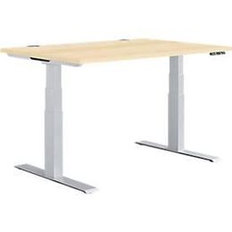 Schäfer Shop Schäfer Shop Genius Schreibtisch MODENA FLEX, elektrisch höhenverstellbar, Rechteck, T-Fuß, B 1200 x T 800 mm, Ahorn/weißalu