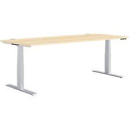 Schäfer Shop Schäfer Shop Genius Schreibtisch MODENA FLEX, elektrisch höhenverstellbar, Rechteck, T-Fuß, B 1800 x T 800 mm, Ahorn/weißalu