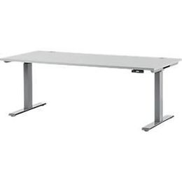 Schäfer Shop Schäfer Shop Genius Schreibtisch MODENA FLEX, elektrisch höhenverstellbar, Rechteck, T-Fuß, B 1800 x T 800 mm, lichtgrau/weißalu