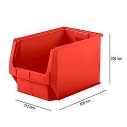 Schäfer Shop Sichtlagerkasten SSI Schäfer Serie PROFI LF 533, Polypropylen, L 500 x B 312 x H 300 mm, 38 l, rot