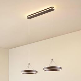 LUCANDE LED-Hängeleuchte Kolo, 86 cm, 2-flg., braun, dimmbar