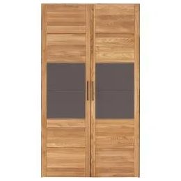 Kleiderschrank Home Affaire "Chamara", beige (natur), B:124cm H:218cm T:65cm, Schr&auml;nke, Kleiderschrank, aus massivem Eichenholz, in unterschiedlichen Breiten, H&ouml;he 218 cm