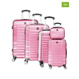 Geographical Norway 5tlg. Hardcase-Trolleyset "Sourcing" in Rosa - 78% | Damen-koffer-reisegepaeck