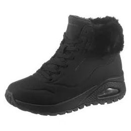 Schn&uuml;rboots Skechers "UNO RUGGED - FALL AIR", Damen, Gr. 35, schwarz, Lederimitat, Textil, unifarben, Schuhe Schn&uuml;rboots, Winterboots mit Air-Cooled Memory Foam Komfort-Innensohle
