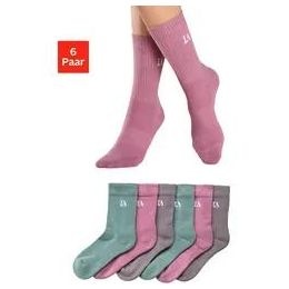 Tennissocken Lascana ACTIVE, Damen, Gr. 35/38, bunt (2x stone, 2x altrosa, 2x petrol), Baumwollmischung, unifarben, Socken Tennissocken, mit Frotte&eacute;