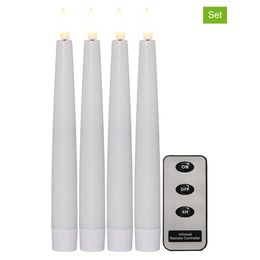STAR TRADING 4er-Set: LED-Wachskerzen "Flamme" in Weiß - (H)20 cm - 30% | Kerzen-vasen
