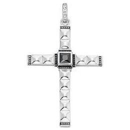 Kreuzanh&auml;nger "Kreuz, Pyramiden, Kugeloptik, Zirkonia schwarz, Silber 925", silber, Giorgio Martello MILANO, Schmuckanh&auml;nger, Herren, 6cm, Silber 925 (Sterlingsilber)