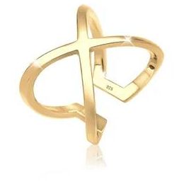 Fingerring Elli "Kreuz verstellbar 925 Sterling Silber", gold, Fingerringe, Damen, Resizable, ohne Stein, Silber 925 (Sterlingsilber), 16mm, Fingerring
