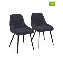 IDOMYA Factory 2er-Set: Esszimmerstühle "Olivia" in Anthrazit - (B)47,5 x (H)79 x (T)54 cm - 59% | Sitzmoebel