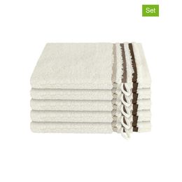 Schiesser 5er-Set: Waschhandschuhe "Skyline" in Creme - 23% | Größe 16x22 cm | Badtextilien