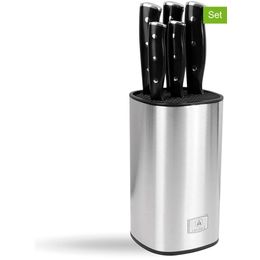 Laguiole 6tlg. Messerblock-Set ''Gleam'' in Silber/ Schwarz - 49% | Kuechenhelfer