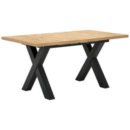 Hom&acute;in Hom`in Esstisch, Schwarz, Eiche Artisan, Holzwerkstoff, rechteckig, X-Form, 90x75x160-210 cm, ausziehbar, in verschiedenen Holzdekoren erh&auml;ltlich, Esszimmer, Tische, Esstische, Esstische ausziehbar