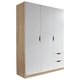 Rauch M&ouml;bel Dreht&uuml;renschrank Rauch Freising, Wei&szlig;, Sonoma Eiche, Holzwerkstoff, 4 F&auml;cher, 2 Schublade(n) Schubladen, 136x197x54 cm, Blauer Engel, BQ - B&uuml;ndnis f&uuml;r Qualit&auml;t, Made in Germany, Schlafzimmer, Kleiderschr&auml;nke, Dreht&uuml;renschr&auml;nke