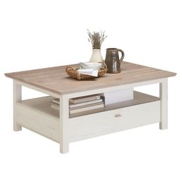 Hom&acute;in Hom`in Couchtisch, Grau, Wei&szlig;, Holzwerkstoff, 2 Schublade(n) Schubladen, rechteckig, eckig, 80x45x110 cm, Stauraum, offenes Fach, Wohnzimmer, Wohnzimmertische, Couchtische, Couchtische mit Stauraum