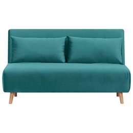 CARRYHOME Schlafsofa, Petrol, Textil, Kiefer, massiv, 2-Sitzer, F&uuml;llung: Schaumstoff, Polyester, 141x81x90 cm, Kinder- & Jugendzimmer, Jugendm&ouml;bel, Jugendsofas