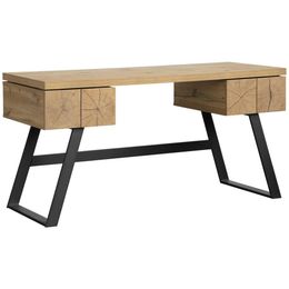 Venda Schreibtisch, Schwarz, Eiche, Metall, Holzwerkstoff, Holzoptik, 2 Schublade(n) Schubladen, rechteckig, Kufe, Flachrohr, 60x76x150 cm, Bsci, Stauraum, Arbeitszimmer, Schreibtische, B&uuml;rotische