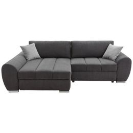 CARRYHOME Ecksofa, Dunkelgrau, Textil, 3-Sitzer, F&uuml;llung: Schaumstoff, seitenverkehrt montierbar, L-Form, 270x175 cm, Wohnzimmer, Sofas & Couches, Wohnlandschaften, Ecksofas