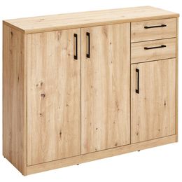 Xora Kommode, Eiche Artisan, Holzwerkstoff, 3 F&auml;cher, 2 Schublade(n) Schubladen, 106x84x36 cm, Typenauswahl, Wohnzimmer, Kommoden & Sideboards, Kommoden