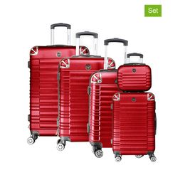 Geographical Norway 5tlg. Hardcase-Trolleyset "Sourcing" in Rot - 78% | Damen-koffer-reisegepaeck