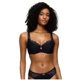 Minimizer-BH Triumph "Wild Gardenia Florale", Damen, Gr. 80, Cup F, schwarz, Microtouch, Obermaterial: 52% Lyocell, 25% Elasthan, 22% Polyamid, 1% Polyester, BHs Minimizer-BH, verkleinert die Brust optisch, weich, elegant und mit Spitze