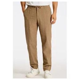 Leinenhose LINDBERGH "Leinenhose Relaxed Fit", Herren, Gr. L, dk stone, Obermaterial: 55% Leinen, 45% Baumwolle, relaxed fit, Hosen