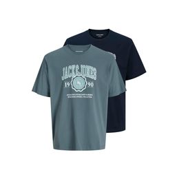 Jack & Jones Plus Jack & Jones Plus T-Shirt 'JJMako' Herren Gr&ouml;&szlig;e XXXL nachtblau / mint